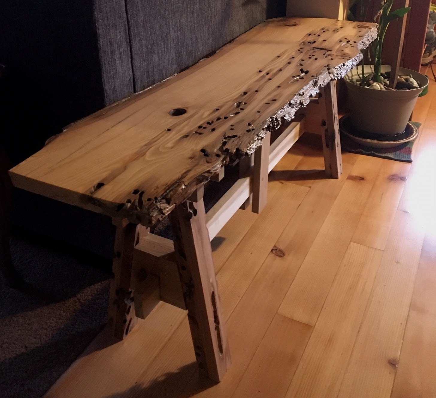 1″ Live Edge Bench | Recycled Saltwater Wood